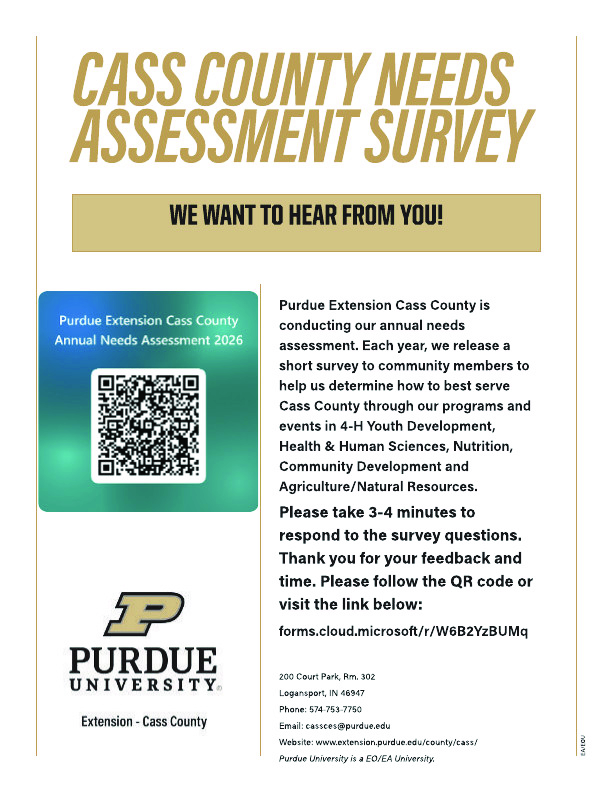 Cass County Needs Assessment for Purdue Extension - Cass County Calendar