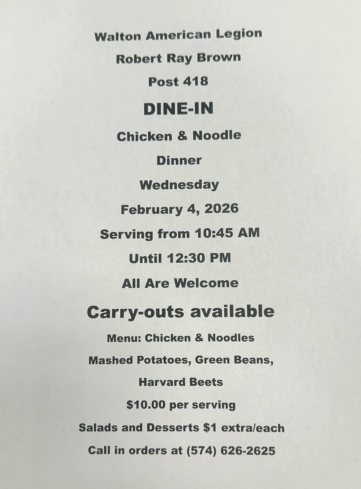 Robert Ray Brown Legion Auxiliary - Cass County Calendar